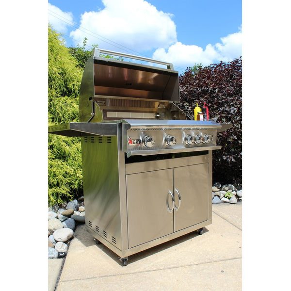Heat 32-Inch 4-Burner HTS-432-LPC Propane Grill on Cart– M&K Grills